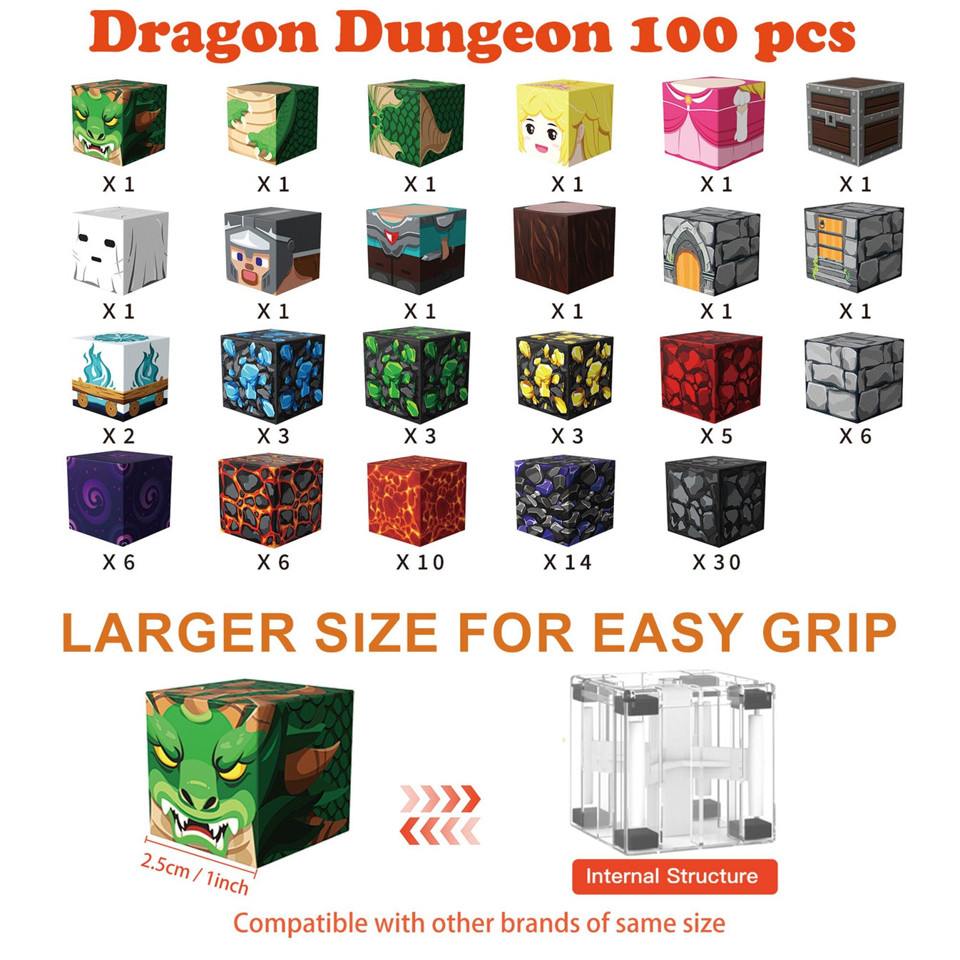 Minecraft Magnetic Blocks – 100 PCS Dragon Dungeon STEM Building Set ...
