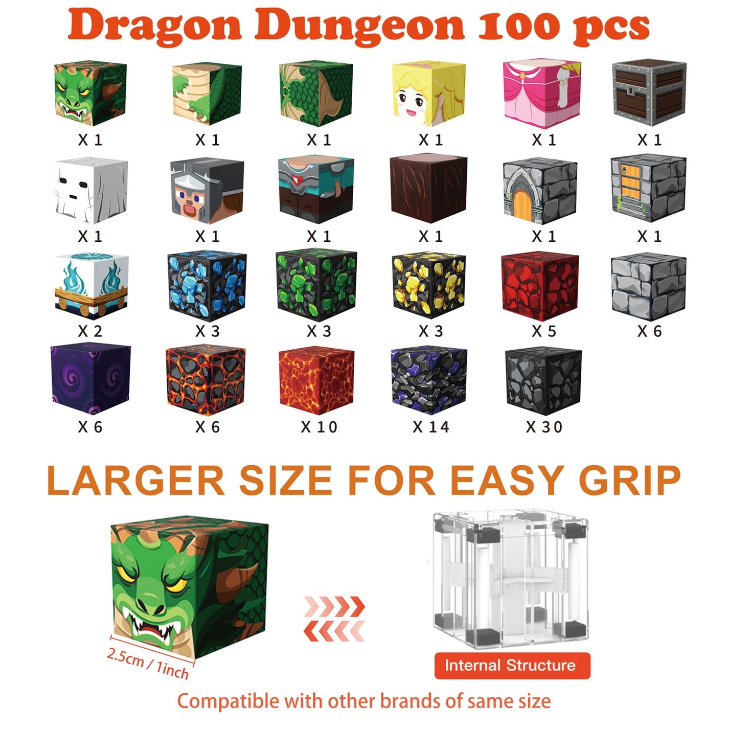 Minecraft Magnetic Blocks – 100 PCS Dragon Dungeon STEM Building Set ...