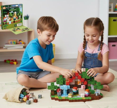 Minecraft Magnetic Blocks – 100 PCS Forest Farm STEM Building Set ...
